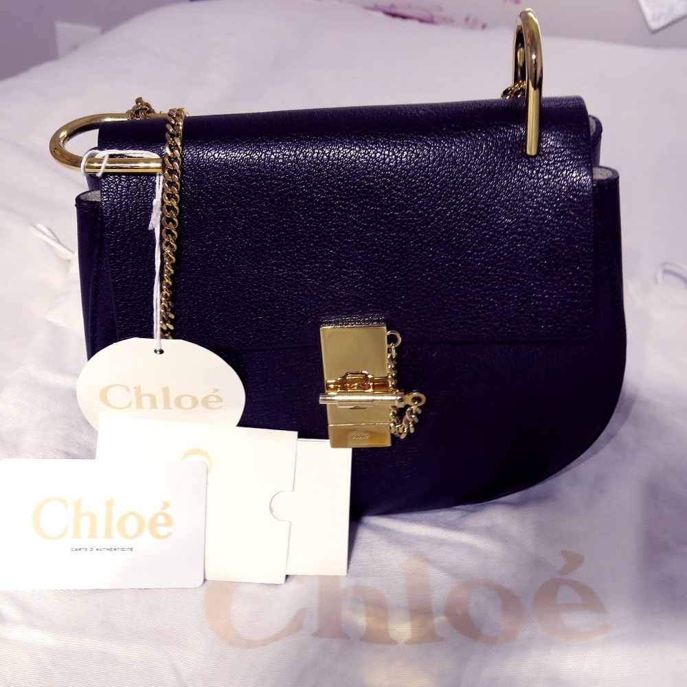 Chloe Drew Black Leather Medium Shoulder Bag - Gem